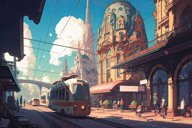 Sprawling Metropolis with Bustling Streets. Generative AI Stock ...