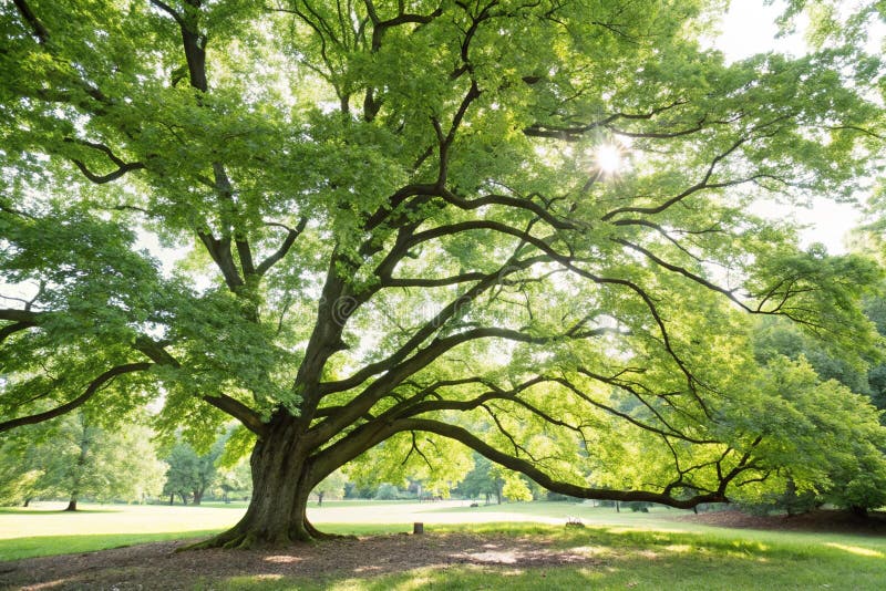 Sprawling Tree Providing Shade in Summer Stock Illustration ...