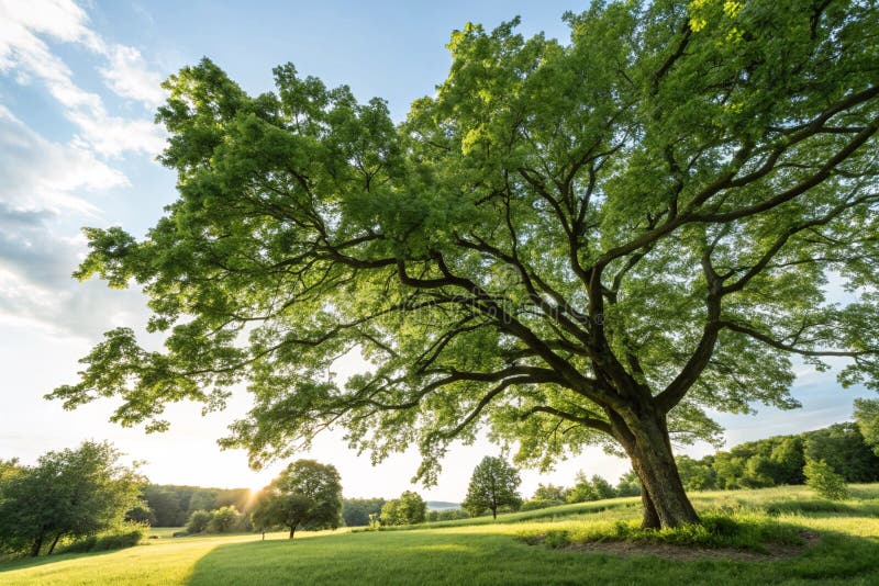 Sprawling Tree Providing Shade in Summer Stock Illustration ...
