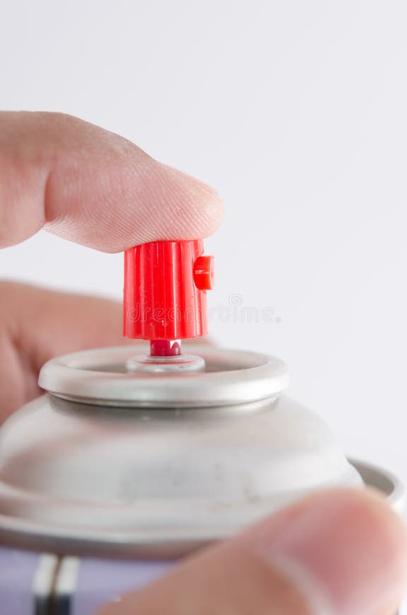 Spray in Action with Finge on Button Stock Image - Image of design ...