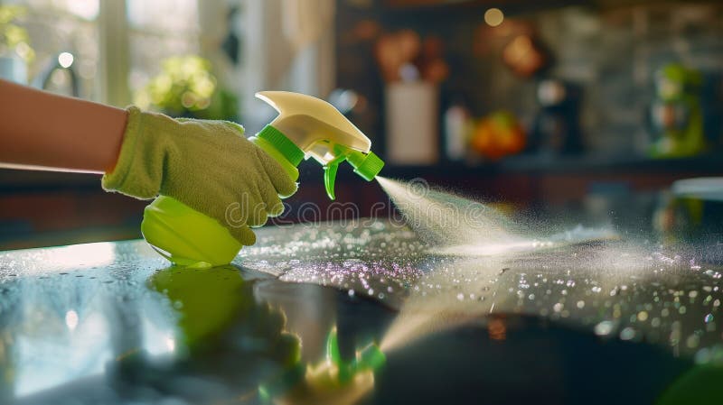 Spray Bottle in Cleaning Action.AI Generated Image Stock Photo - Image ...