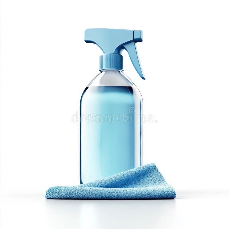 Spray Bottle and Cleaning Cloth Isolated on White Background Stock ...
