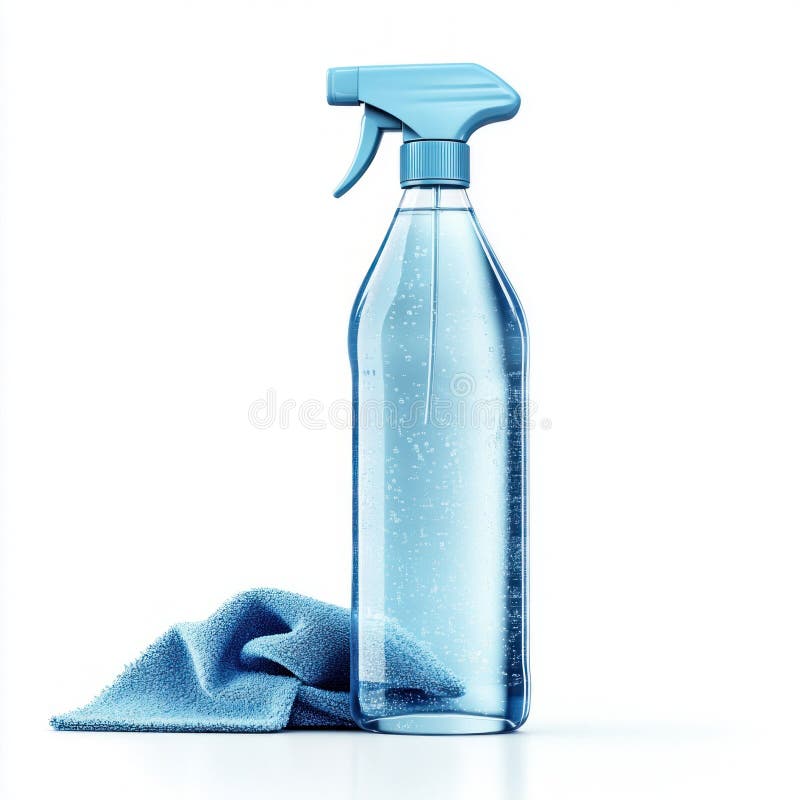 Spray Bottle and Cleaning Cloth Isolated on White Background Stock ...