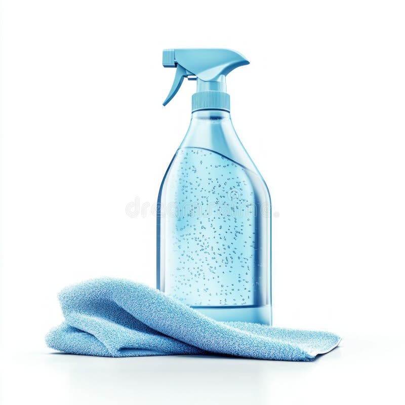 Spray Bottle and Cleaning Cloth Isolated on White Background Stock ...