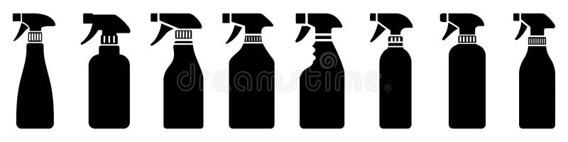 Spray Bottle Icon. Set of Spray Bottle Symbols in Flat Graphic Design ...