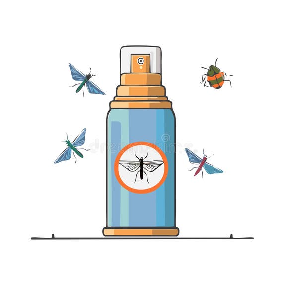 Spray Bottle for Insect Control Surrounded by Insects and Moths Vector ...