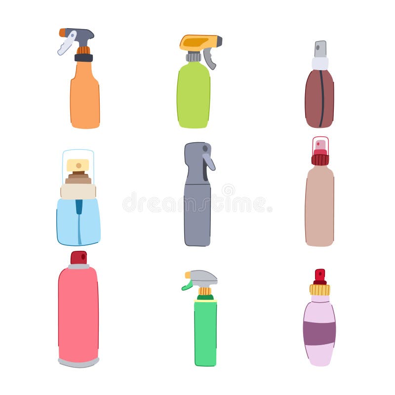 Spray Bottle Set Cartoon Vector Illustration Stock Illustration ...