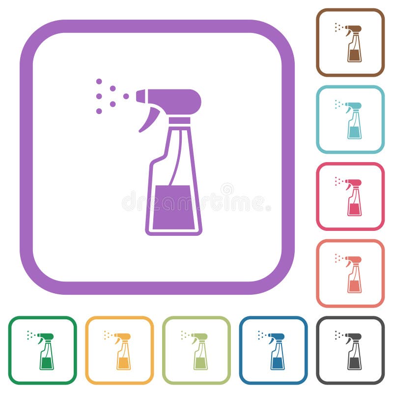 Spray Bottle and Sponge Square Flat Multi Colored Icons Stock Vector ...