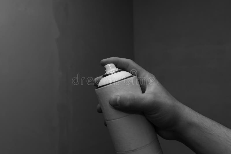 Spray Can in the Hand. Painting Process Stock Image - Image of paint ...