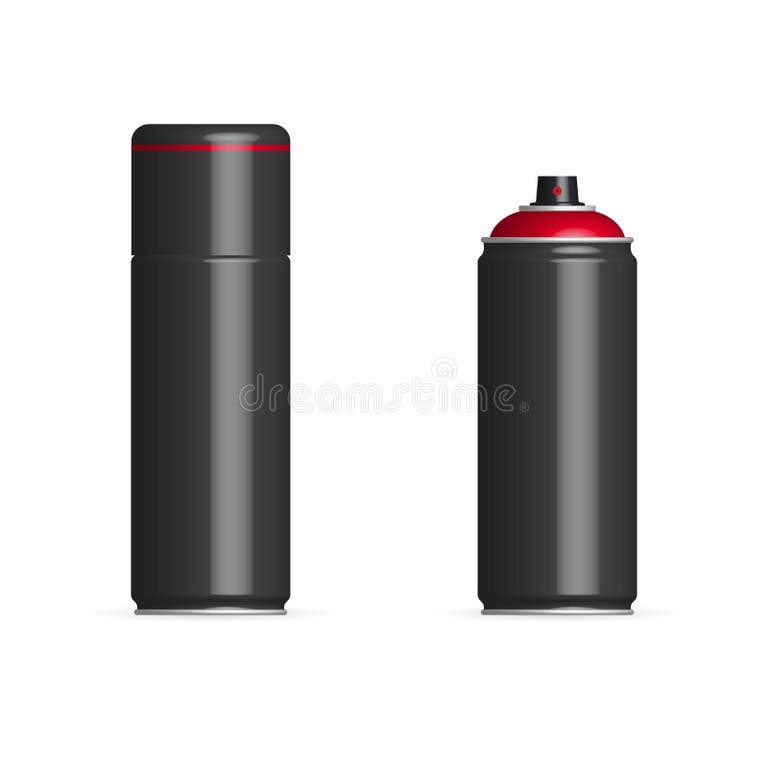 Spray Can with Paint and Cap, 3D Vector Illustration, Front View Stock ...