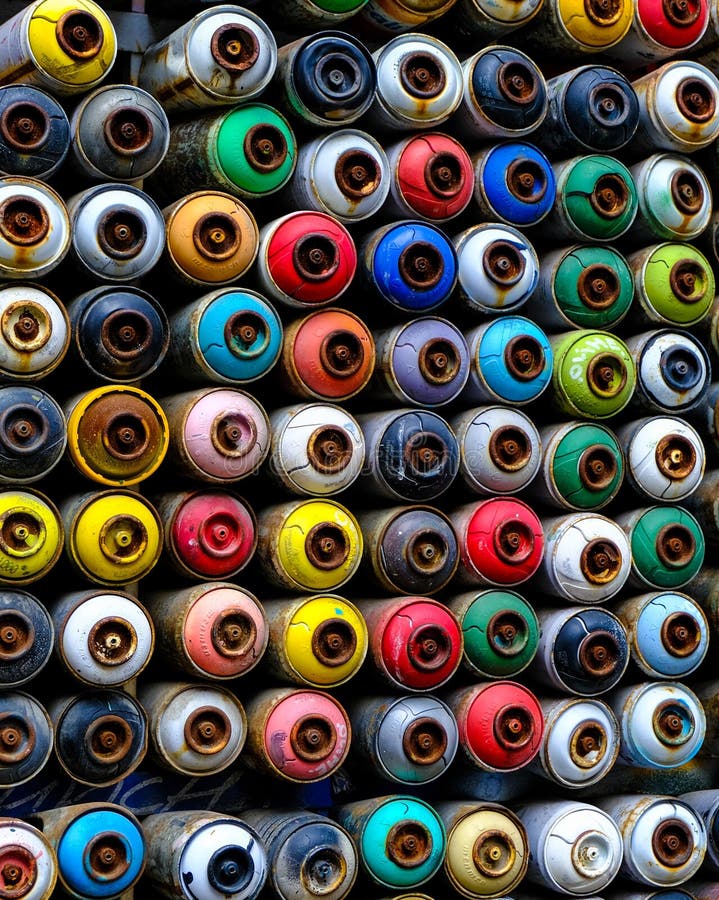 Spray Cans Stacked on a Wall, Istanbul, Turkey Editorial Stock Photo ...