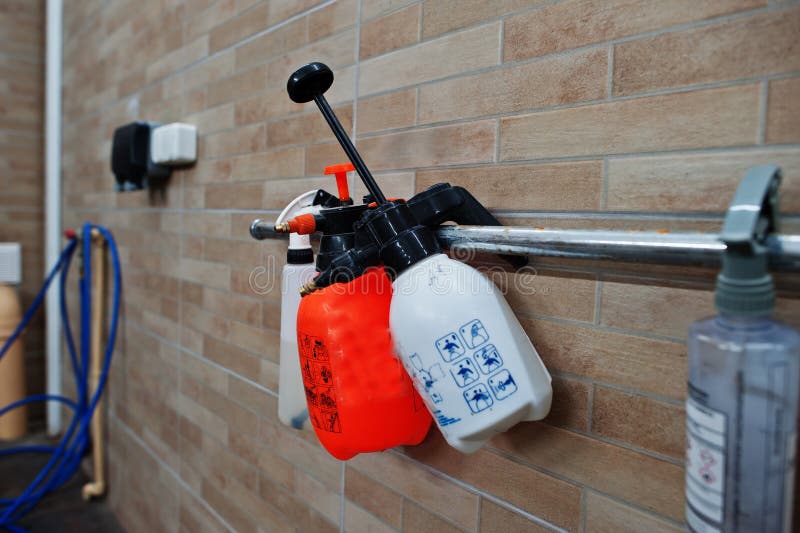 Spray Container or Washing Bottle Liquid for Car Cleaning Stock Image ...