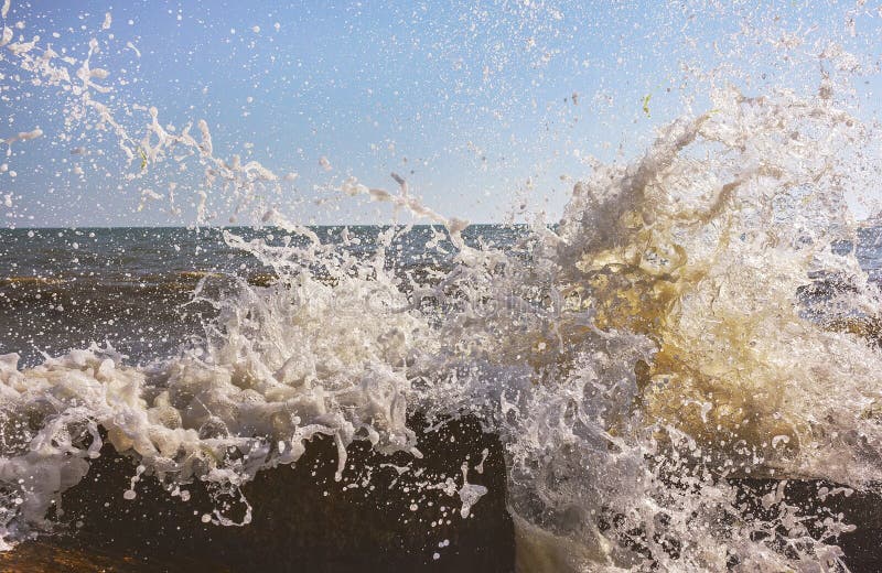 Spray Crashing Ocean Wave with Foam Stock Image - Image of purity ...
