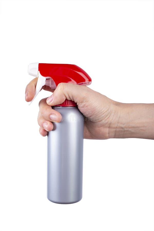 Spray detergent in hand stock image. Image of bottle - 182355895