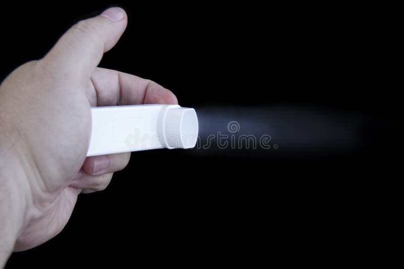 Spray the Flu Medicine from the Inhaler Stock Image - Image of cold ...