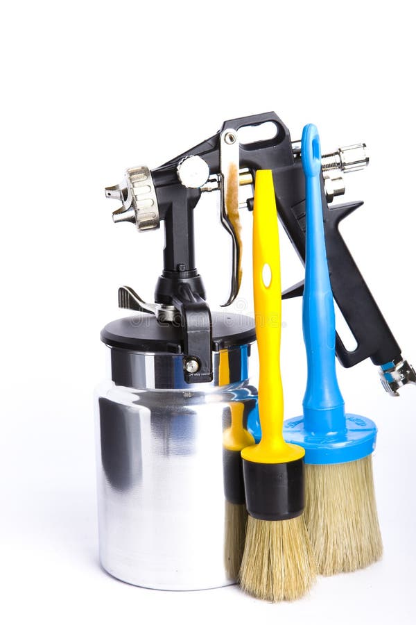 Spray gun and brush stock image. Image of fine, industrial - 11375615