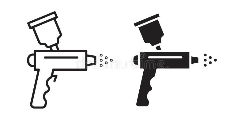 Spray Gun Thin Line Icon Set Stock Vector - Illustration of graphic ...