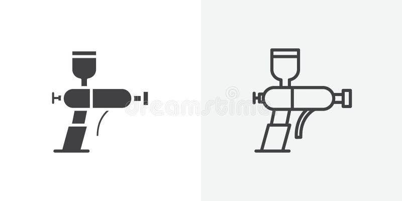 Spray Gun Thin Line Icon Set Stock Vector - Illustration of symbol ...