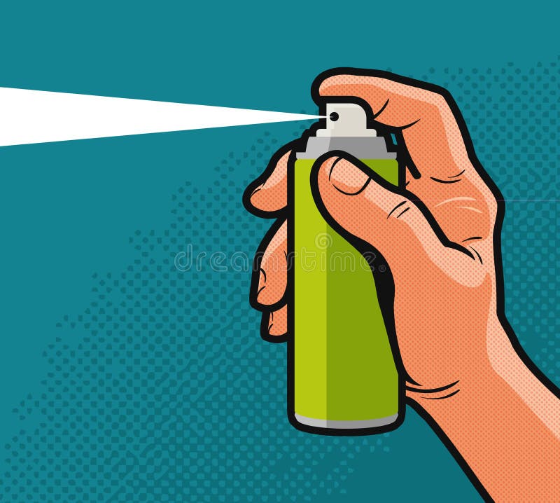 Spray in Hand. Comics Style Design. Cartoon Vector Illustration Stock ...