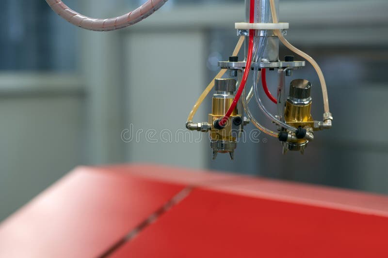 Spray Head in Automatic Paint Booth Stock Photo - Image of sprayer ...