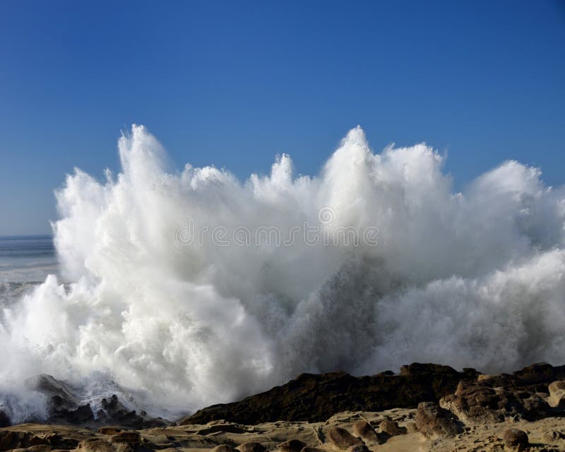 Spray from Huge Waves at Shore Acres State Park, Oregon Stock Photo ...