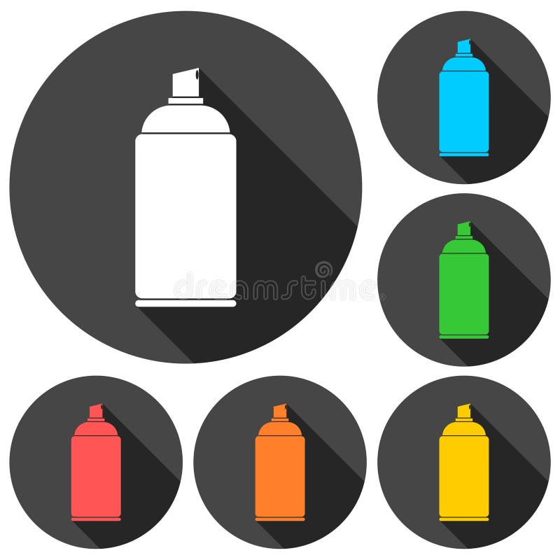 Spray Icons Set with Long Shadow Stock Vector - Illustration of metal ...