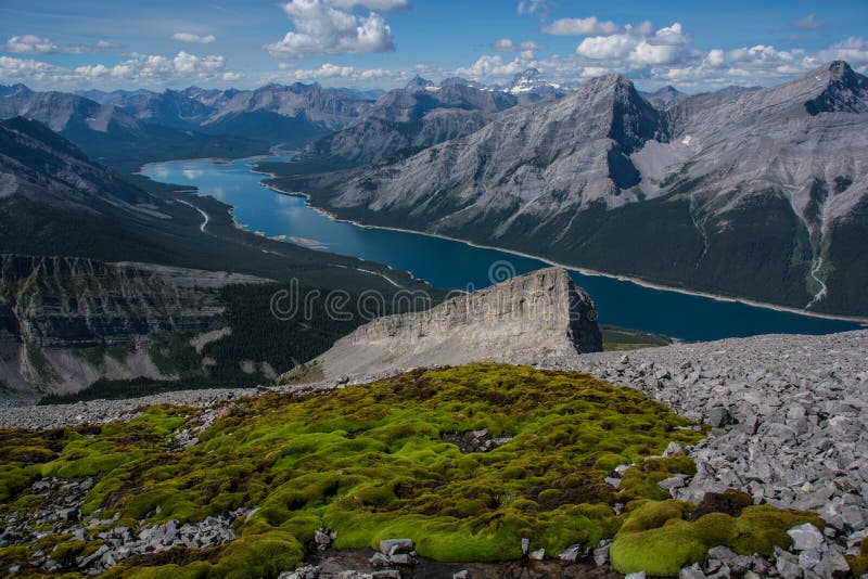 Spray Lake stock image. Image of view, sparrowhawk, moss - 80454741