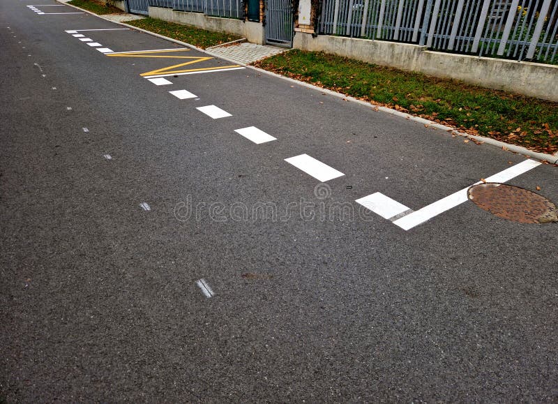 Spray Marks on the Road Determine the Position of the Half of Stock ...