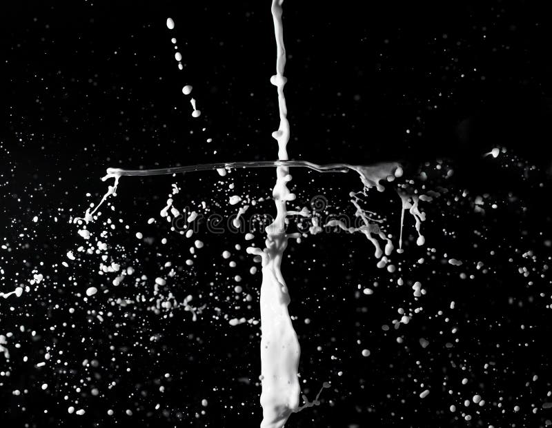 Spray of Milk on Black Background Stock Image - Image of liquid, milk ...