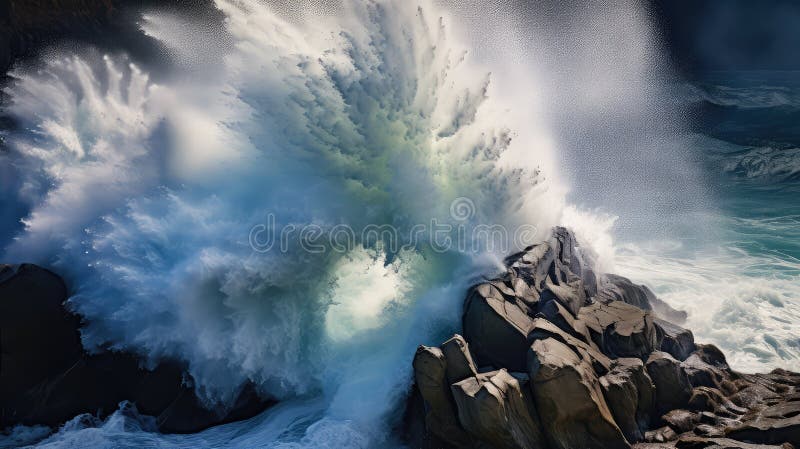 Spray ocean waters stock illustration. Illustration of water - 370496441