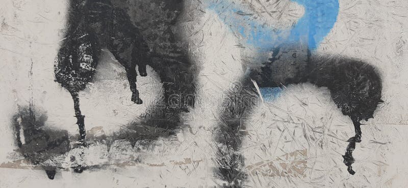 Spray Paint of Black and Blue Paint on a White Plastic Surface, Painted ...