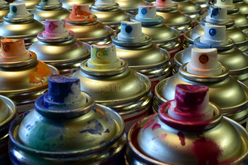 Used spray paint cans stock image. Image of horizontal - 108466915