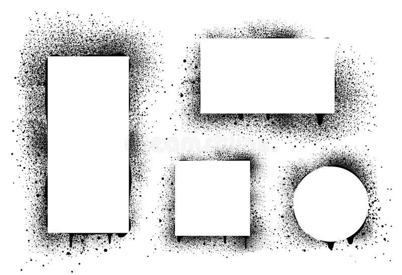 Spray Paint Frames, Black Graffiti Stencil Borders Stock Vector ...