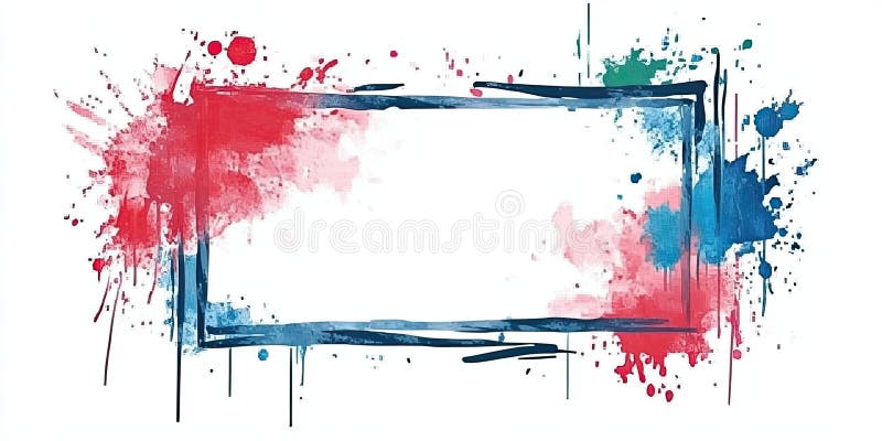 Creative Grunge Paint Splatter Border with Colorful Strokes and Drips ...