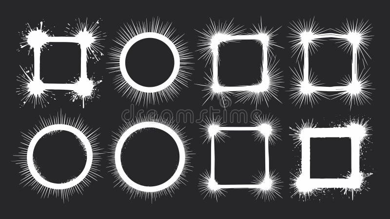 Spray Paint Frames, White Brush Stencil Graffiti Borders Square, Oval ...