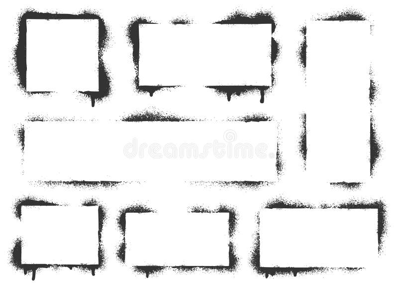 Stencil Frames. Dirty Texture Border, Black Grunge Paint Stock Vector ...