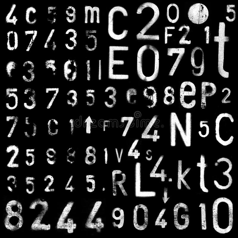 Spray-paint Industrial Font and Number Template Stock Illustration ...
