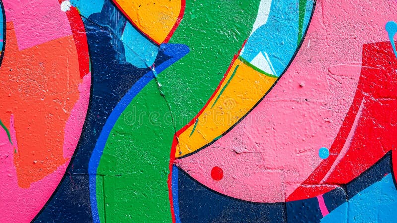 Spray Paint in Various Bright Colors Covers the Surface of a Rough Wall ...