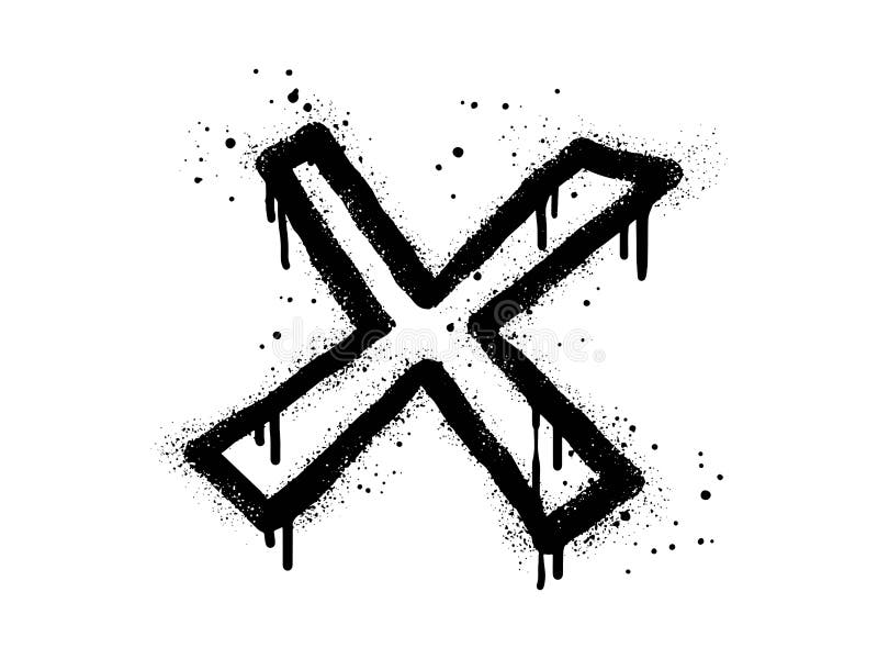 Spray Painted Graffiti Check Mark in Black Over White. X Symbol Stock ...