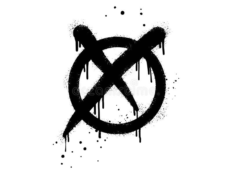Spray Painted Graffiti Check Mark in Black Over White. X Symbol Stock ...