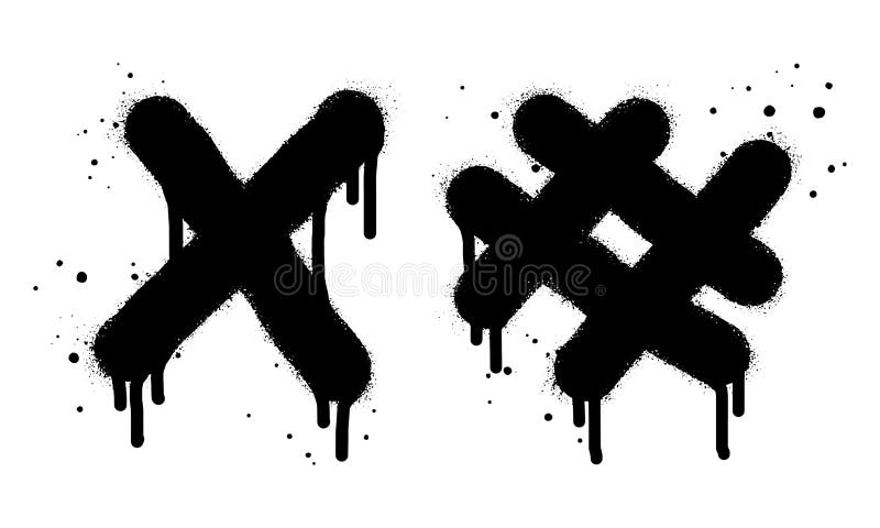 Spray Painted Graffiti X Cross, Hashtag Design Element Drip Symbol ...
