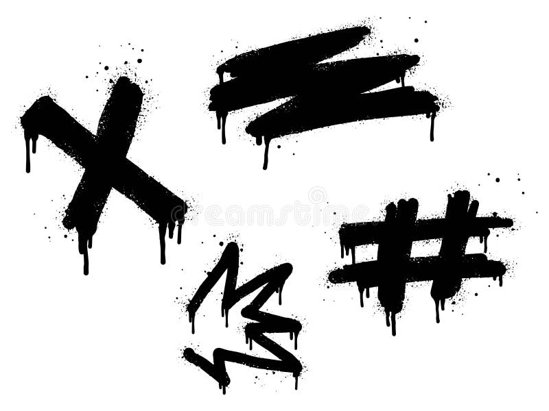 Spray Painted Graffiti Element on Set. Letter X, Hashtag Stock Vector ...