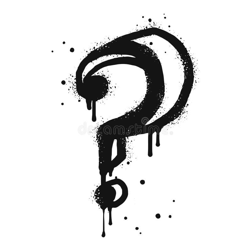 Spray Painted Graffiti Question Marks in Black Over White. Question ...