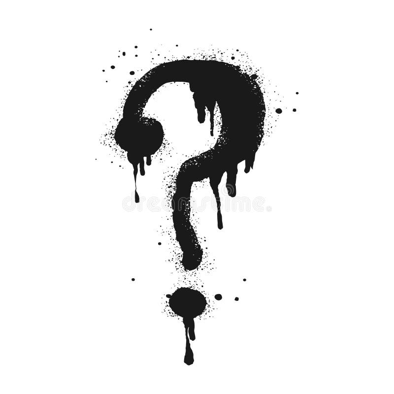 Spray Painted Graffiti Question Marks in Black Over White. Question ...