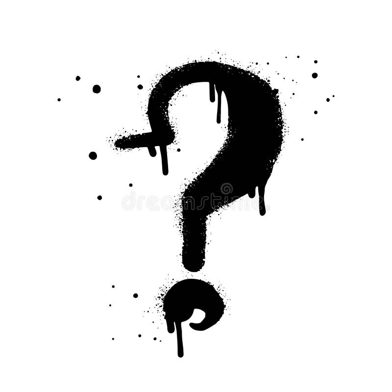 Spray Painted Graffiti Question Marks in Black Over White. Question ...