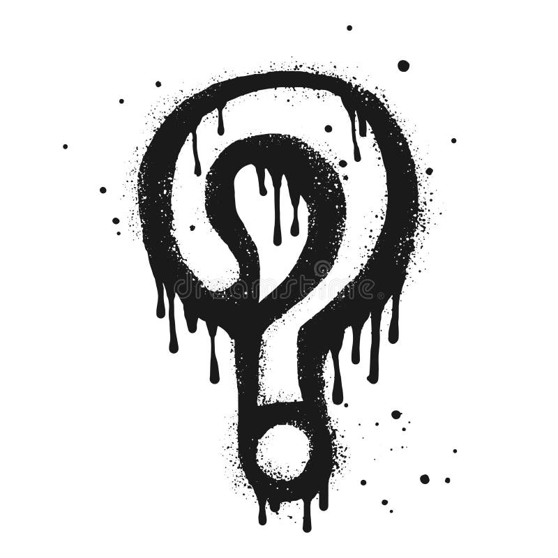 Spray Painted Graffiti Question Marks in Black Over White. Question ...