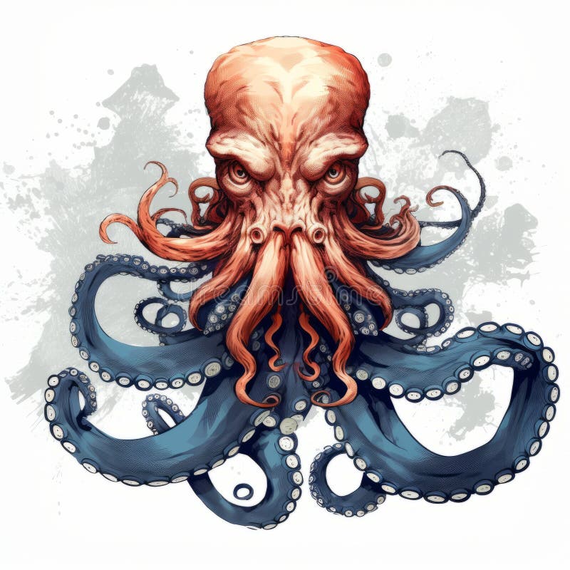 Spray Painted Realism: Cool Octopus Vector Illustration Stock ...