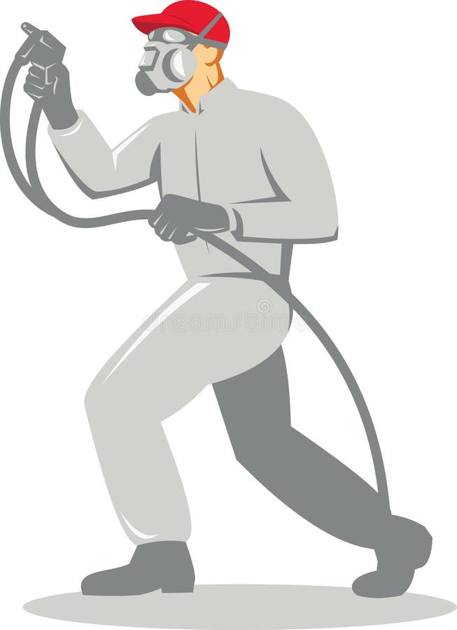 Spray Painter Spraying Gun Cartoon Stock Vector - Illustration of ...