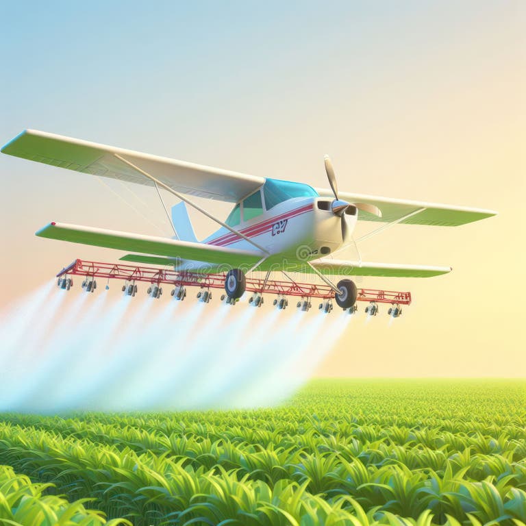 A Spray Plane Flies Over a Green Field. Stock Image - Image of plane, pesticide: 321541061