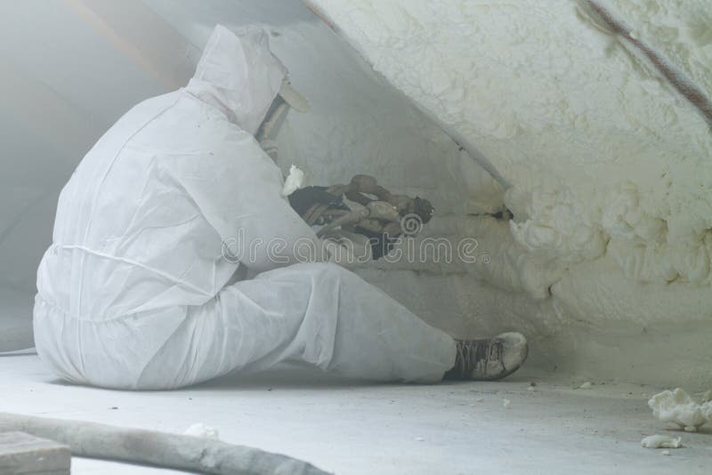 Spray Polyurethane Foam for Roof Stock Photo - Image of insulate ...